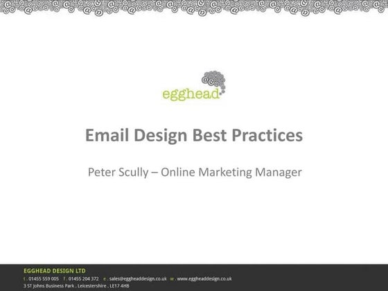 Peter Scully, Online marketing manager at Egghead design