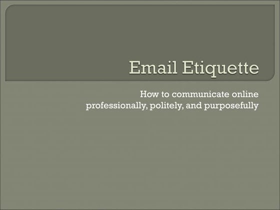 Email Etiquette | PDF