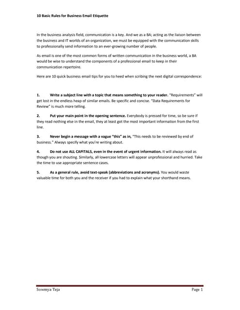 Email Etiquette - Basics | PPTX