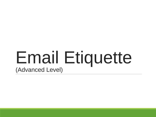 Email Etiquette PPT | PDF