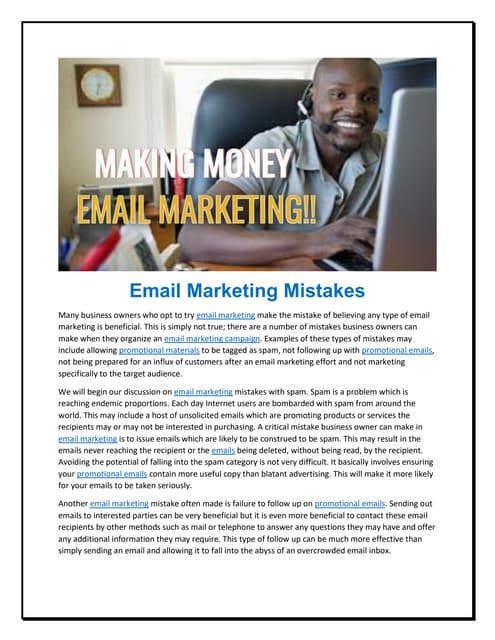 6 types of email marketing | PPTX | Email | Internet