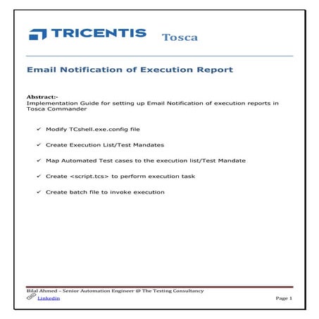 Tricentis Tosca - Email Notification of Execution Reports | PDF