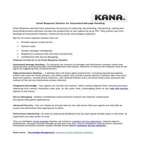 Email Response Solution for Automated Message Handling