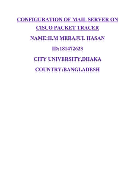 Email server configuration on cisco packet tracer | PDF