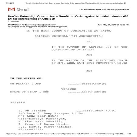 Written Arguments along with Affidavit before Patna High Court | PDF