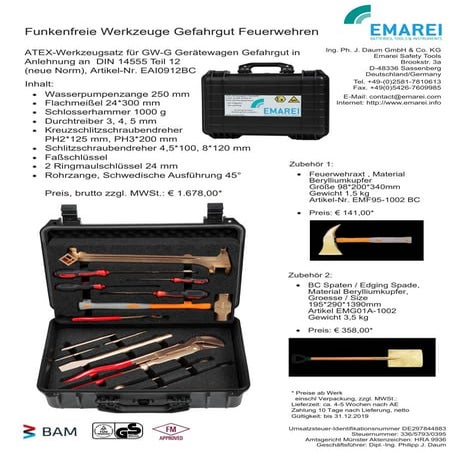 ATEX Safety Tools - Tool Sets for Hazardous Areas - Overview | PDF