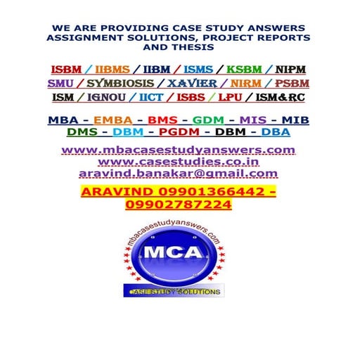 Emba isbm case study answers and solutions | PDF