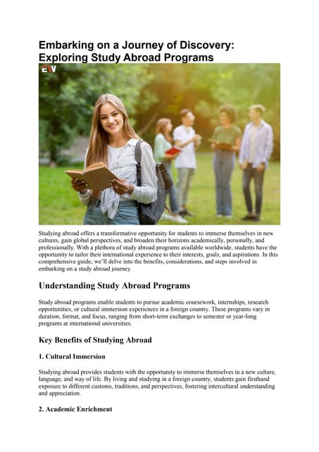 Top 10 Benefits Of Studying Abroad | PDF
