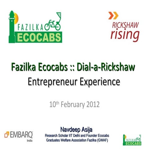 EMBARQ India Rickshaw Rising Workshop - fazilka ecocabs world’s first ...