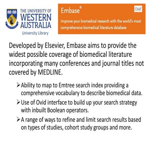 Embase database searching, contraception, 2017, sem2, uwa | PPT