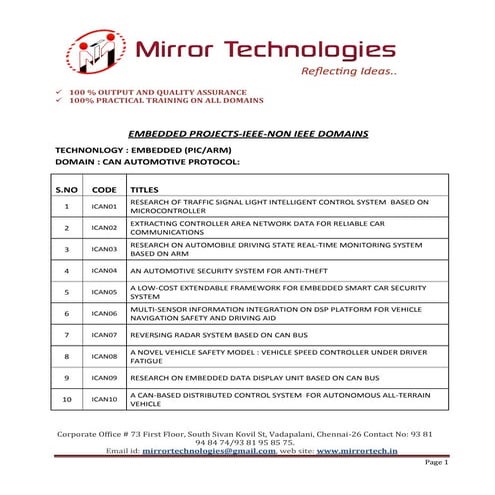 Embedded automotive protocol project titles | PDF