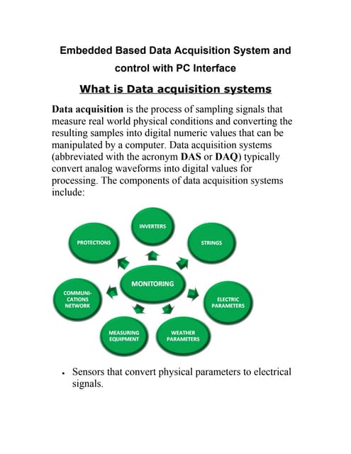 Mini Project Abstract Embedded Based Data Acquisition System And Control With Pc Interface Pdf