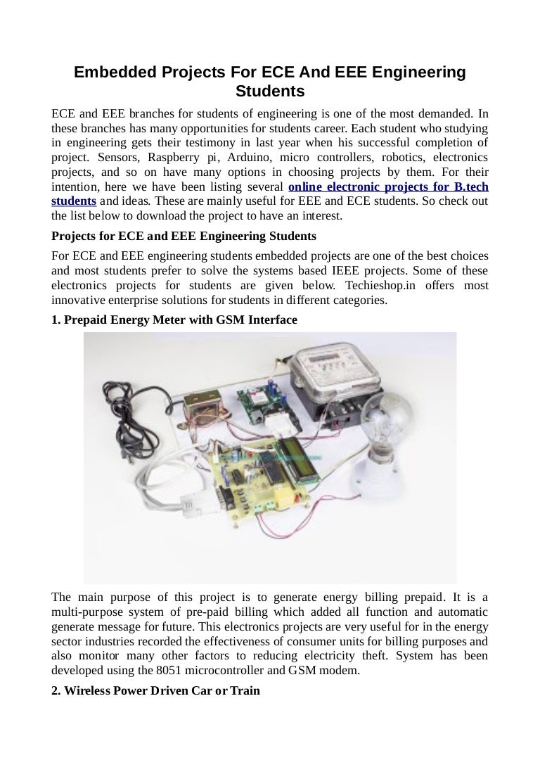 Embedded Projects For ECE And EEE Engineering Students
