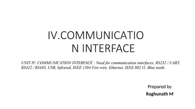 Communication Interface of The Embedded Systems | PPT