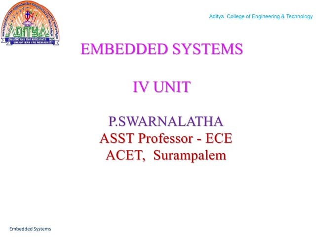 EMBEDDED SYSTEMS- -UNIT-IV--ECE-ACET.ppt EMBEDDED SYSTEMS- -UNIT-IV--ECE-ACET.ppt