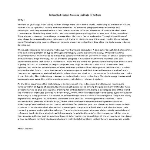 Embedded System Training Institute In Kolkata Pdf