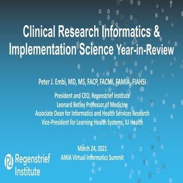 Clinical Research Informatics Year-in-Review 2021 | PDF