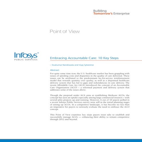 Embracing Accountable Care - 10 Key Steps | PDF