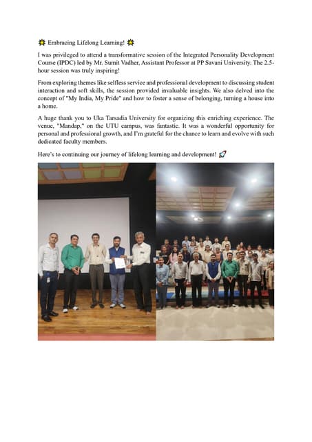 Faculty Development Programme in Physiotherapy | PDF