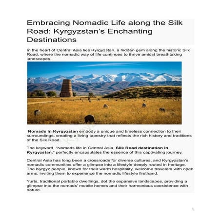 Embracing Nomadic Life along the Silk Road_ Kyrgyzstan’s Enchanting Destinations.pdf