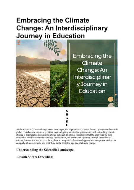 Climate Change Education Empowering Students to Become Environmental ...