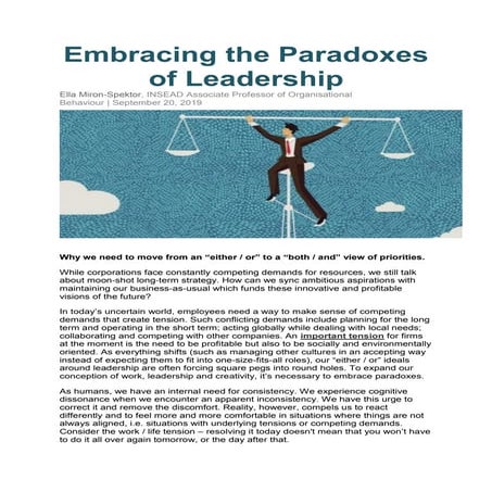 Embracing the paradoxes of leadership | PDF