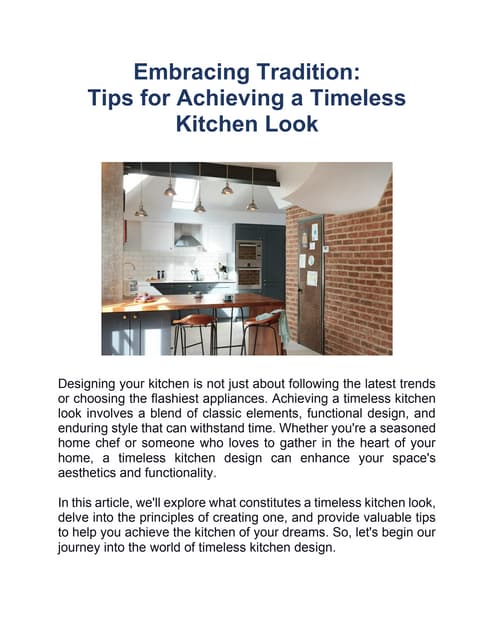 SIX ESSENTIAL ELEMENTS OF KITCHEN DESIGN | PDF