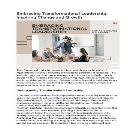 Embracing Transformational Leadership | The Enterprise World | PDF
