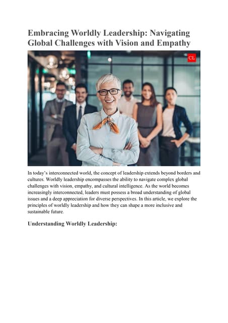 Cultural Intelligence in Leadership: Navigating Cross-Cultural Challenges for Global Success ...