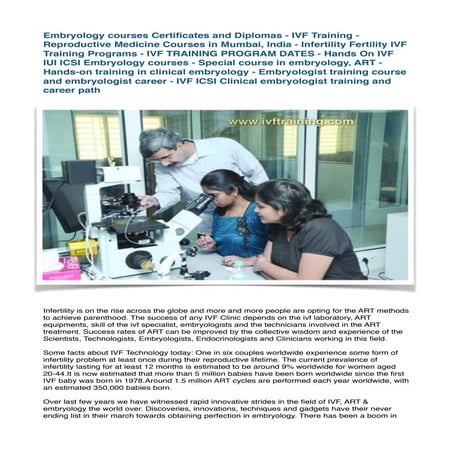 IVF & Embryology Courses - Short Courses | PDF | Infertility ...