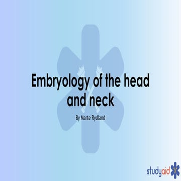 Embryology of Head and Neck A Dive Into Medicine | PDF