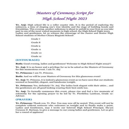 Wedding Host Script | DOCX