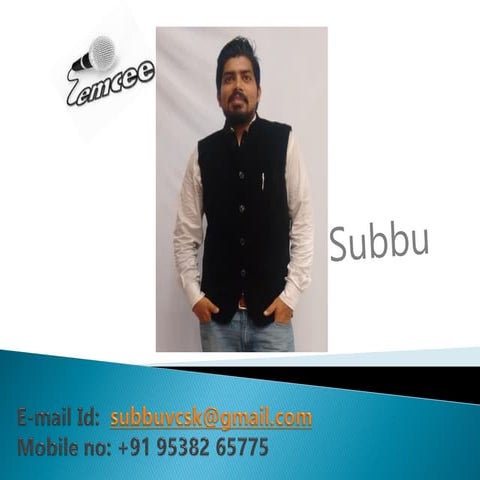 Emcee profile subbu | PPT