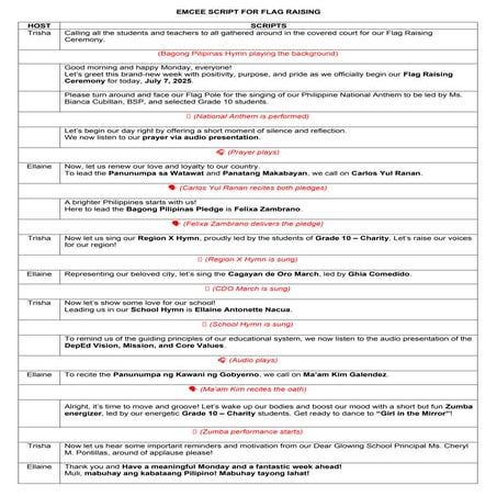 EMCEE SCRIPT FOR FLAG RAISING ceremony deped | DOCX