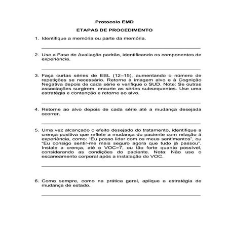 Protocolo EMD - Etapas do Procedimento | PDF
