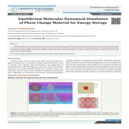 Equilibrium Molecular Dynamical Simulation of Phase Change Material for ...