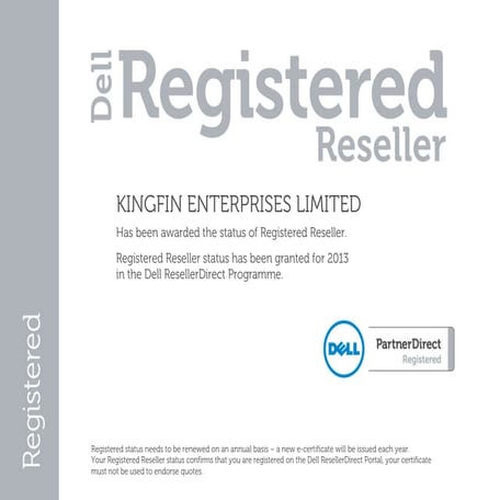 Dell registered partner certificate | PDF