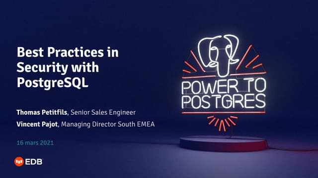 Best Practices In Security With Postgresql Ppt