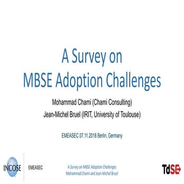 A Survey on MBSE Adoption Challenges | PDF