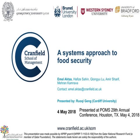A systems approach to food security | PDF