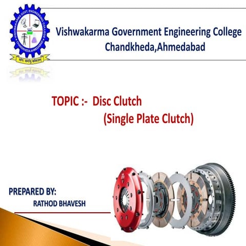 Disc Clutch (Single Plate Clutch) EME | PPTX