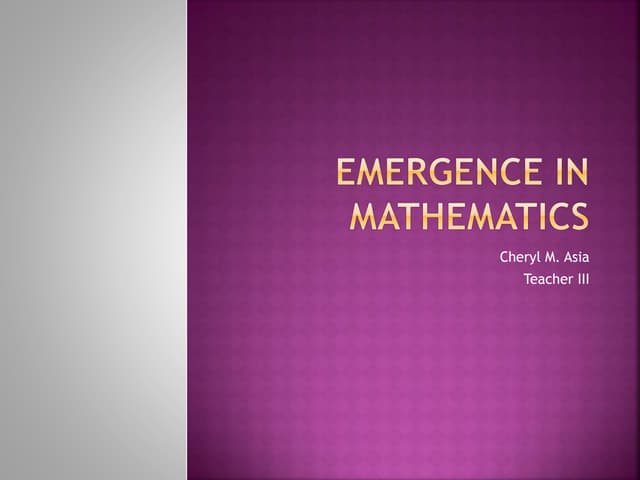 Emergence In Mathematics Ppt