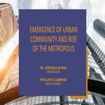 Emergence of Urban Community and the Rise of the Metropolis | PDF