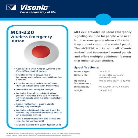 Emergency button mct 220 | PDF