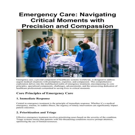 Emergency Care In Healthcare: Core Principles, Advancements, And ...