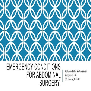 Emergency conditions for abdominal surgery. | PPTX