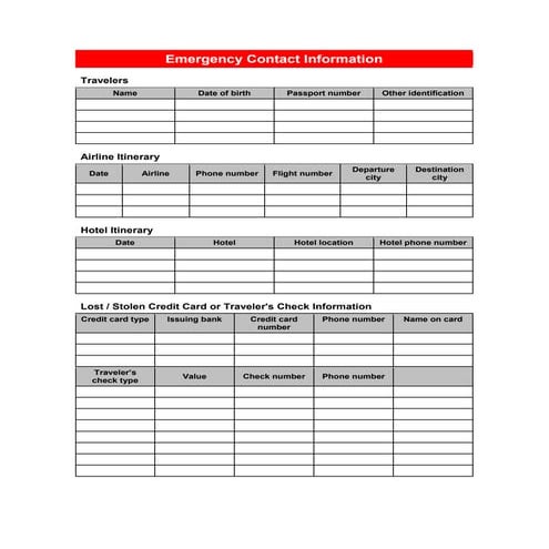 Emergency contact information | DOCX