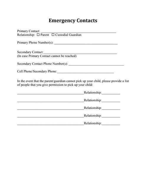 Form emergencycontact | PDF