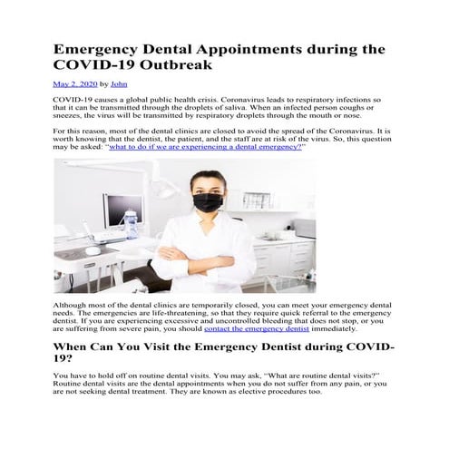 Emergency dental appointments during the covid | PDF