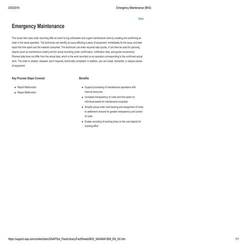 Emergency maintenance (bh2) | PDF
